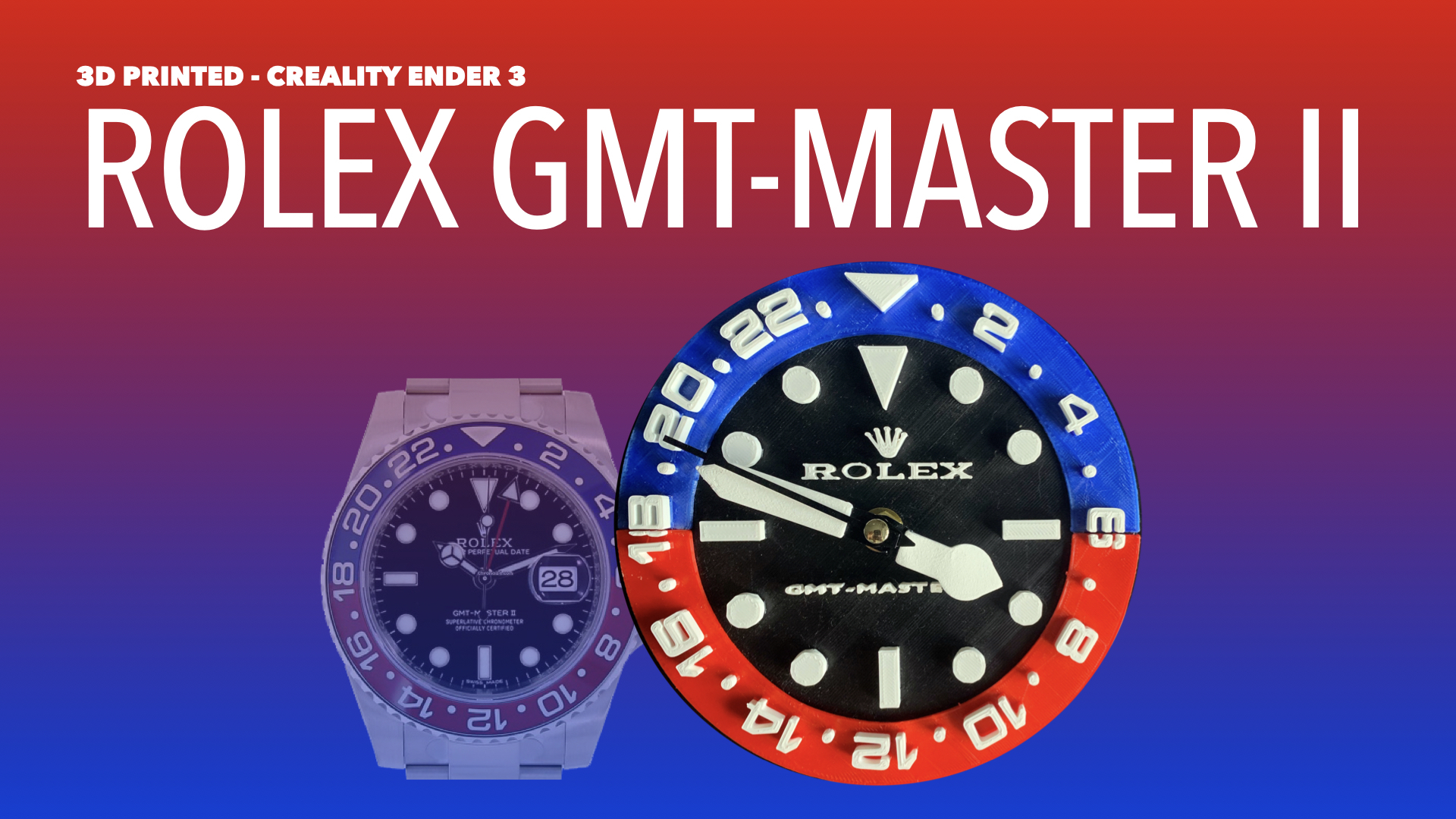 3D-Datei Wall clock ROLEX GMT Master II・Design für 3D-Drucker zum herunterladen・Cults